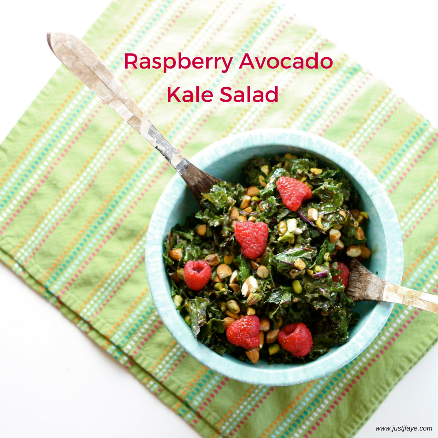 Raspberry Avocado Kale Salad - Just J.Faye
